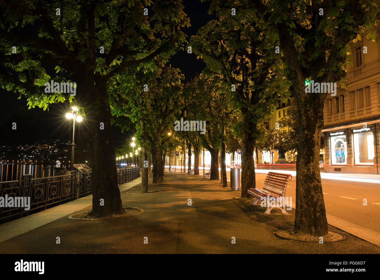 Nightlife in Lugano, Ticinio, Switzerland Stock Photo - Alamy