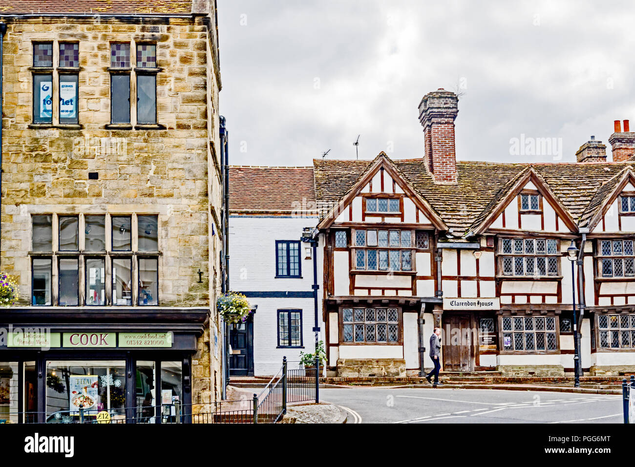 East Grinstead (Sussex, England): Clarendon House, Tudor Style Stock ...