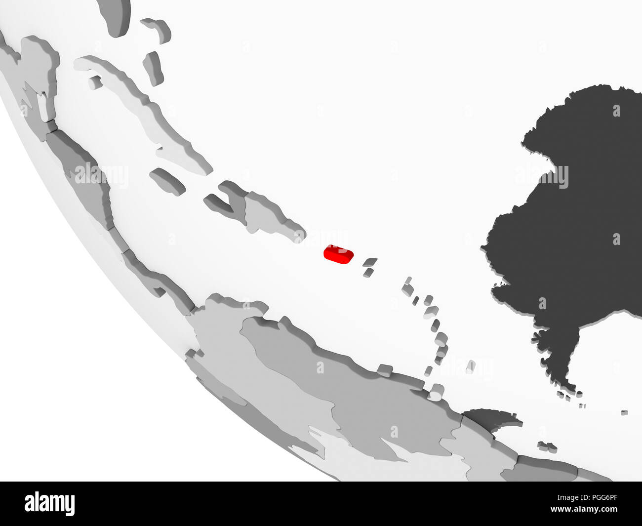 Puerto Rico in red on simple grey political globe with visible country ...