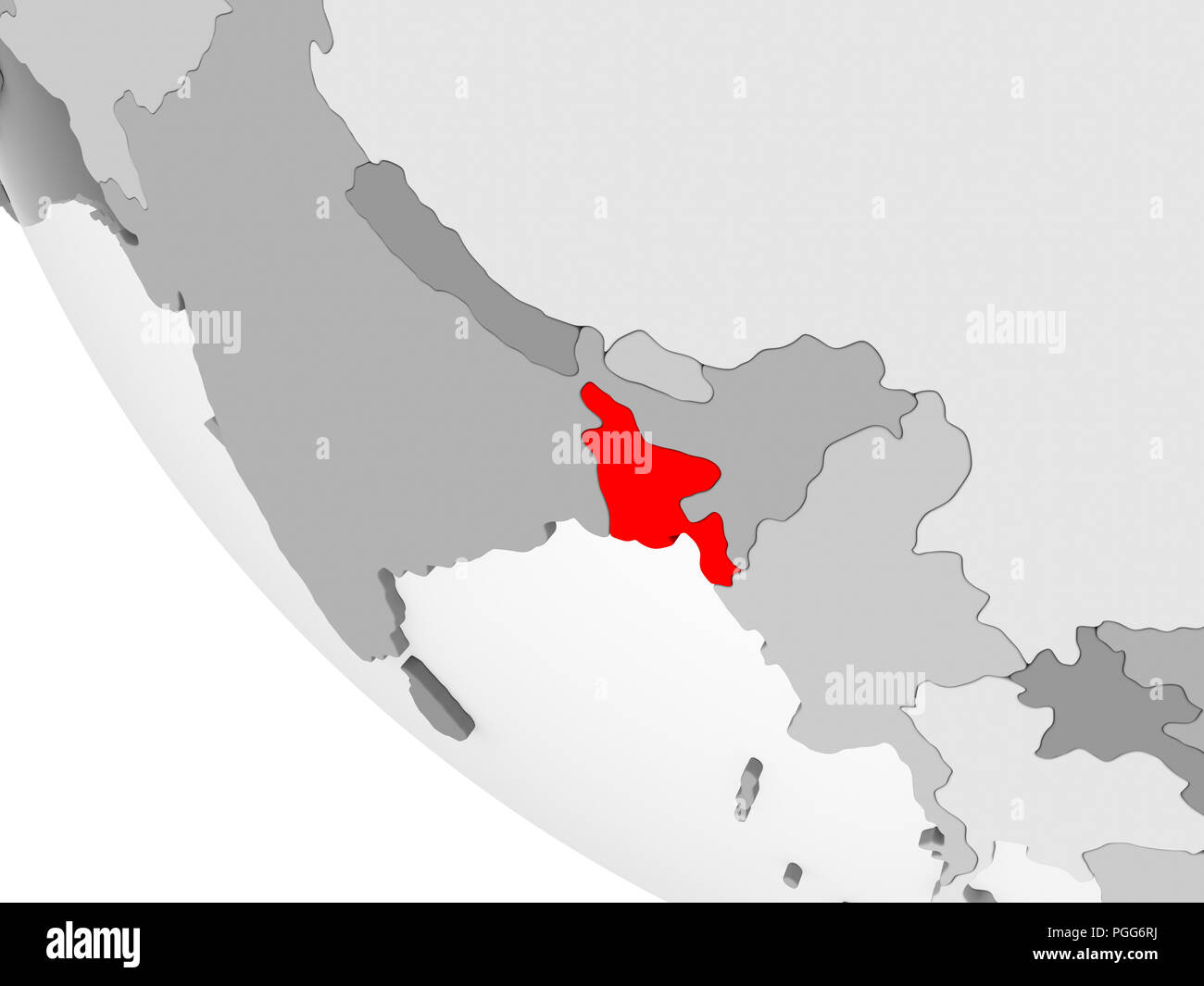 Bangladesh in red on simple grey political globe with visible country ...