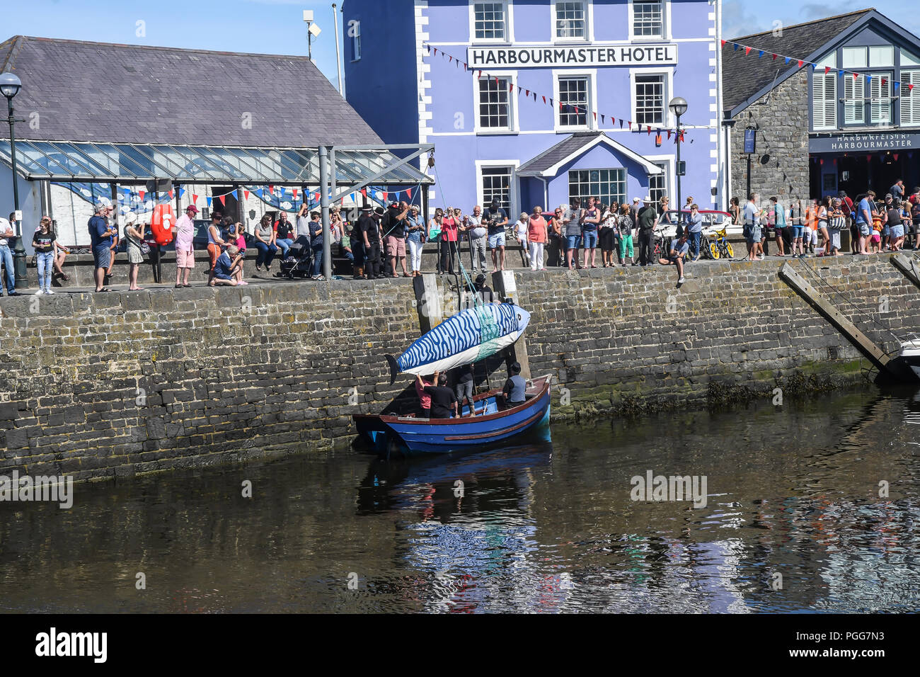 harbor Aberaeron WEST WALES UK bands and a parade led by a 20-foot fish ...