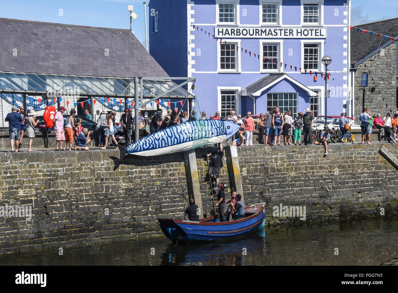 harbor Aberaeron WEST WALES UK bands and a parade led by a 20-foot fish ...
