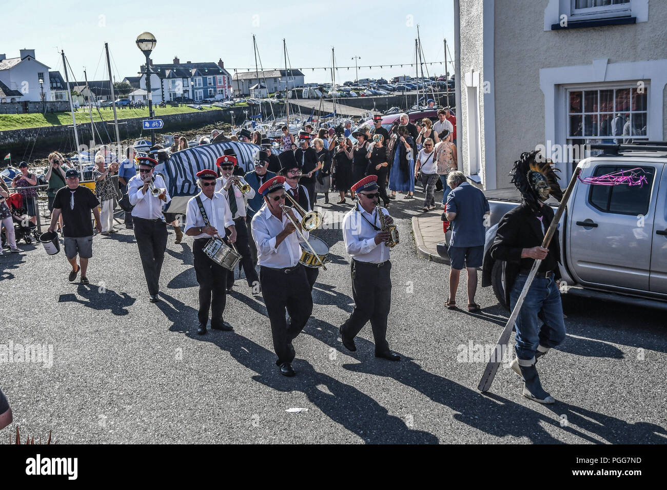 harbor Aberaeron WEST WALES UK bands and a parade led by a 20-foot fish ...