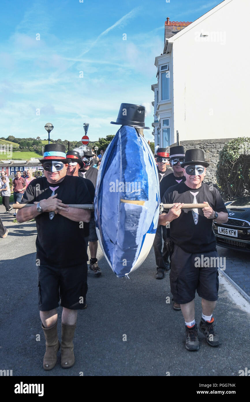 harbor Aberaeron WEST WALES UK bands and a parade led by a 20-foot fish ...