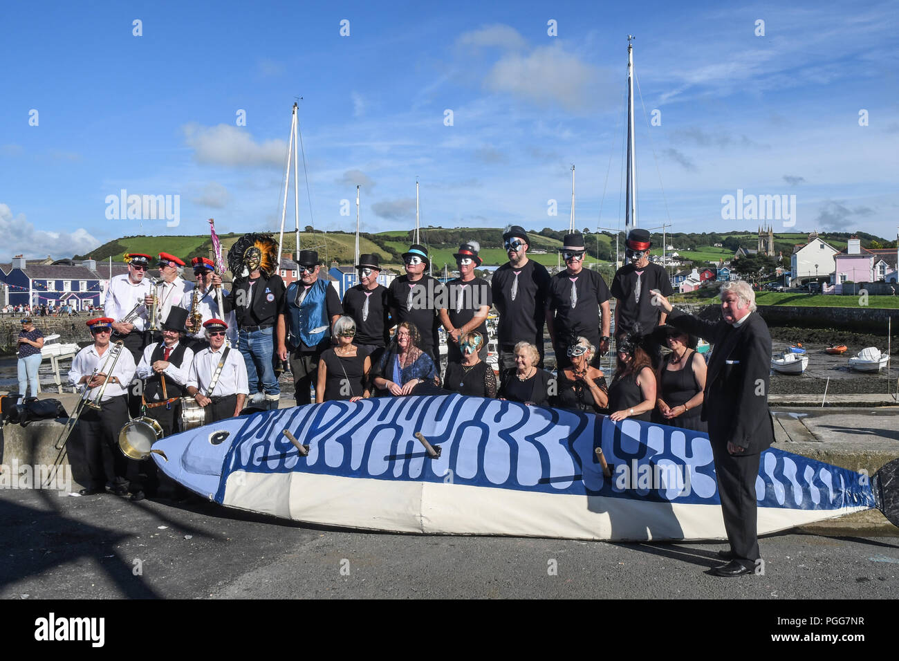 harbor Aberaeron WEST WALES UK bands and a parade led by a 20-foot fish ...