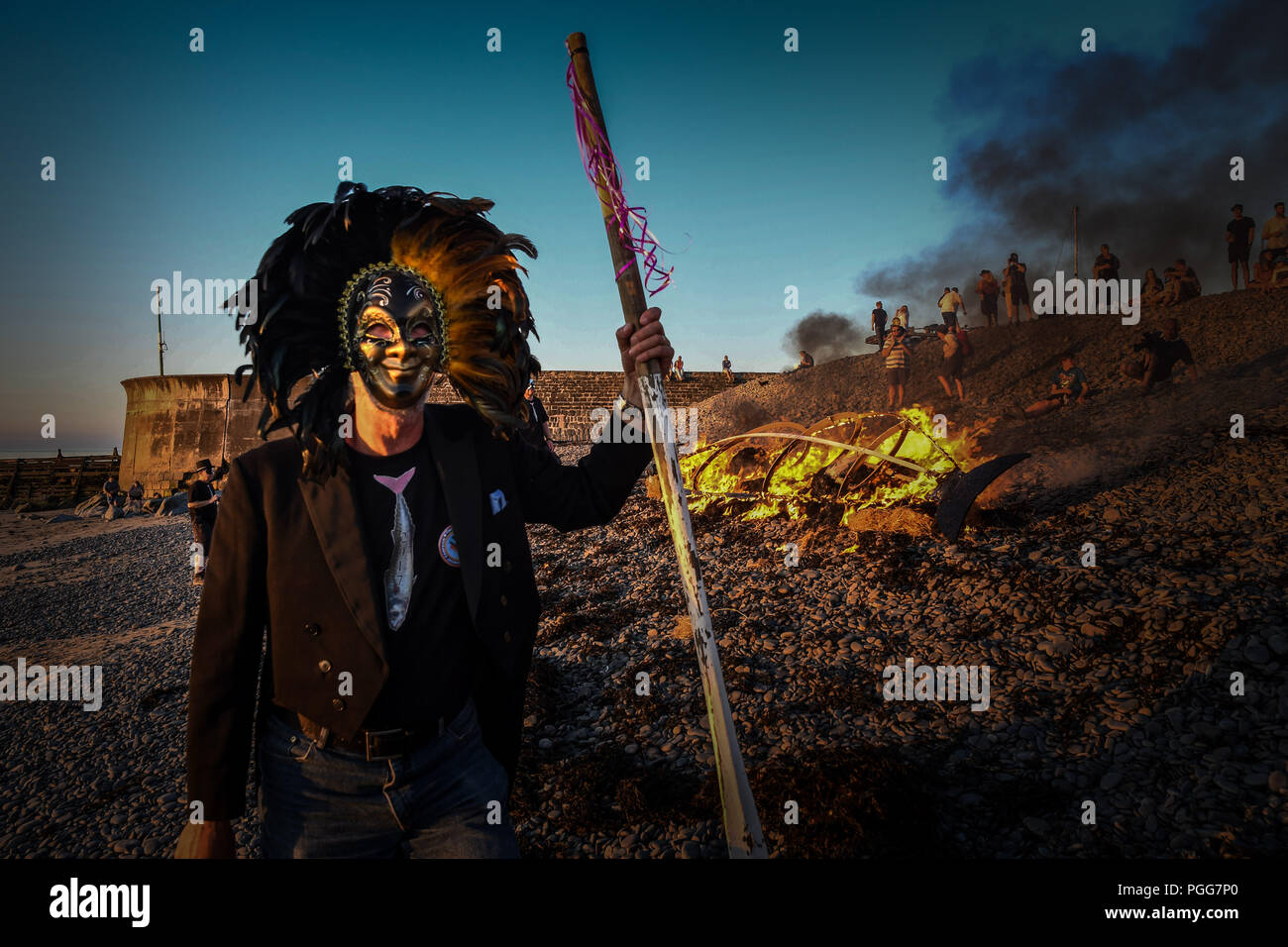 harbor Aberaeron WEST WALES UK bands and a parade led by a 20-foot fish ...