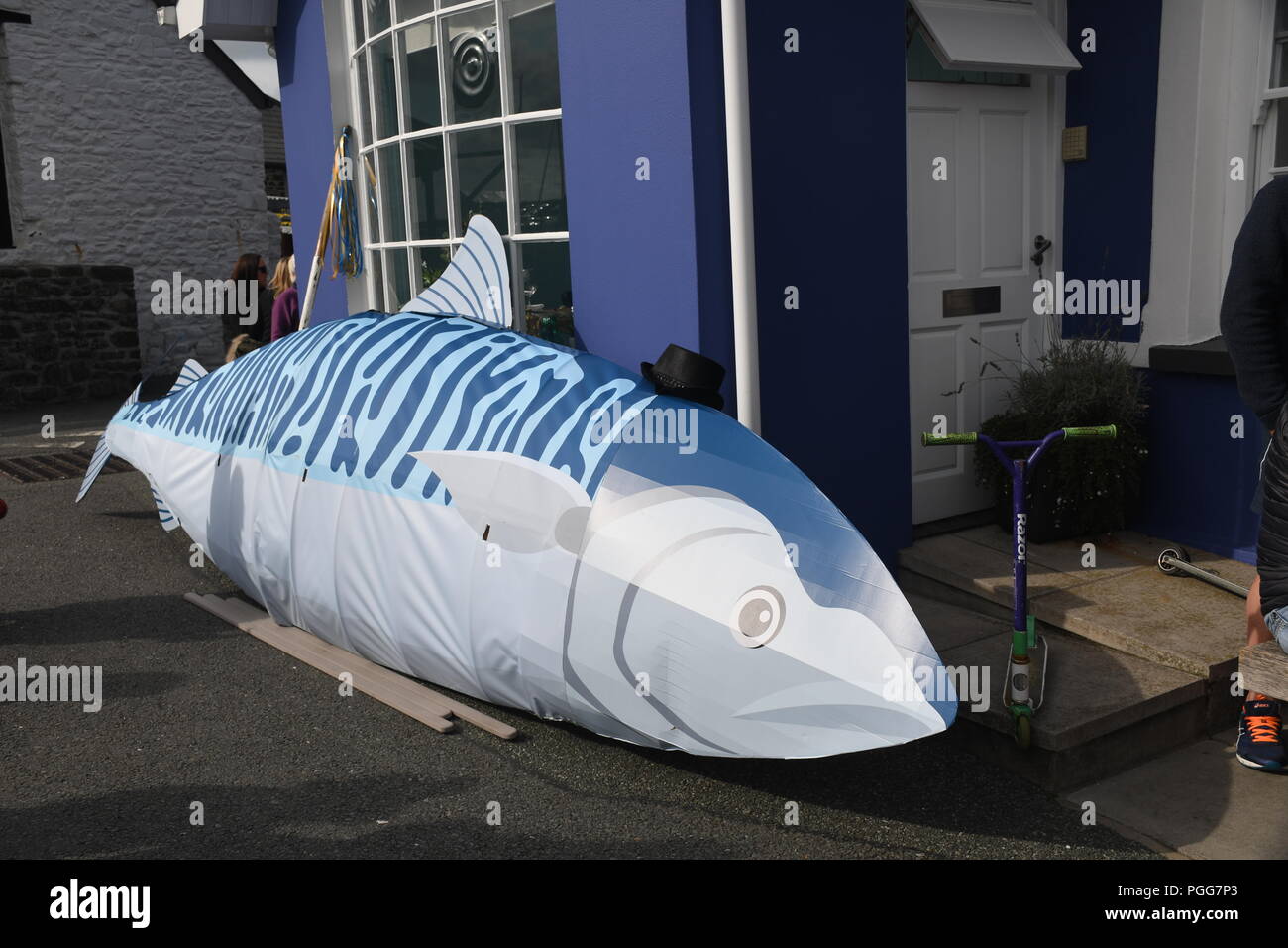 harbor Aberaeron WEST WALES UK bands and a parade led by a 20-foot fish ...