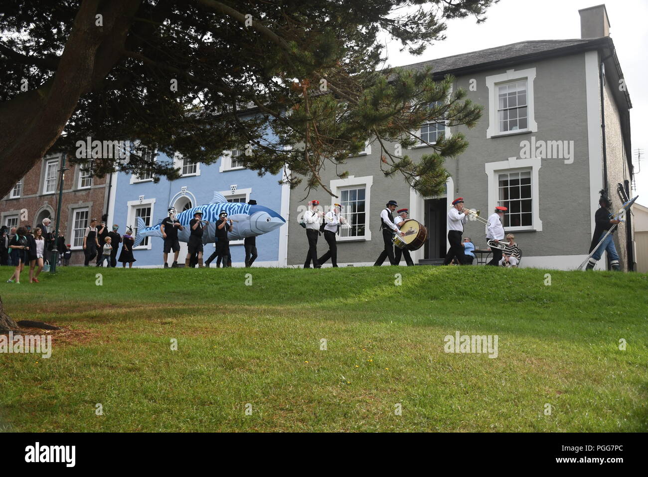 harbor Aberaeron WEST WALES UK bands and a parade led by a 20-foot fish ...