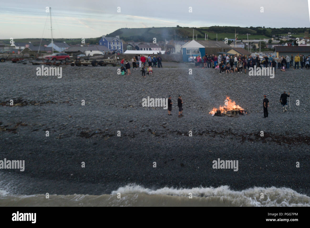 harbor Aberaeron WEST WALES UK bands and a parade led by a 20-foot fish ...