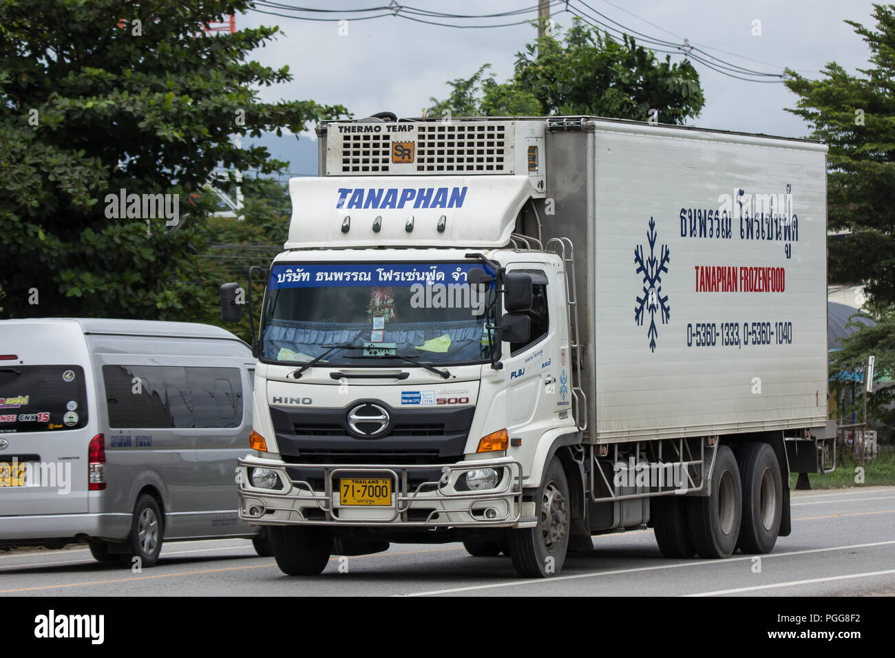 Chiangmai, Thailand - July 31 2018: Container truck of TANAPHAT Logistics Transportation company ...