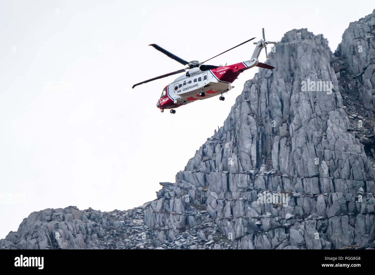 OGWEN GLEN / WALES - APRIL 29 2018 : British HM Coastguard helicopter ...