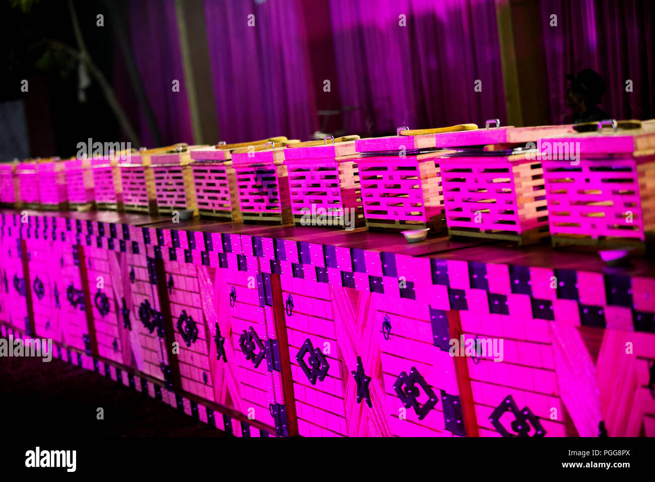 Beautifully decorated catering banquet table with variety of different ...