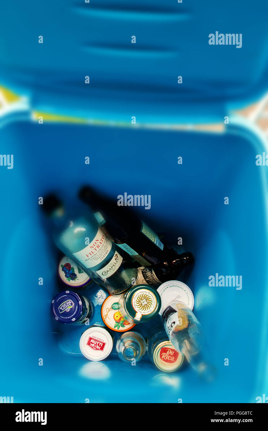 separate waste collection, blue bin Stock Photo - Alamy