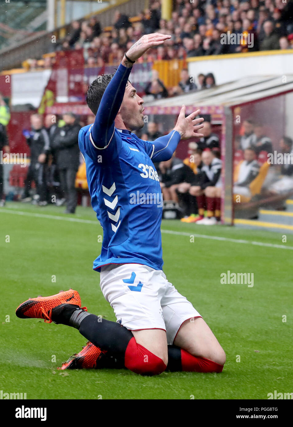 Rangers kyle lafferty celebrates scoring hi-res stock photography and ...