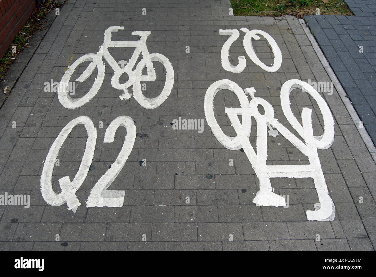 cycle markings denoting cycle quietway 2, or q2, in walthamstow, london ...