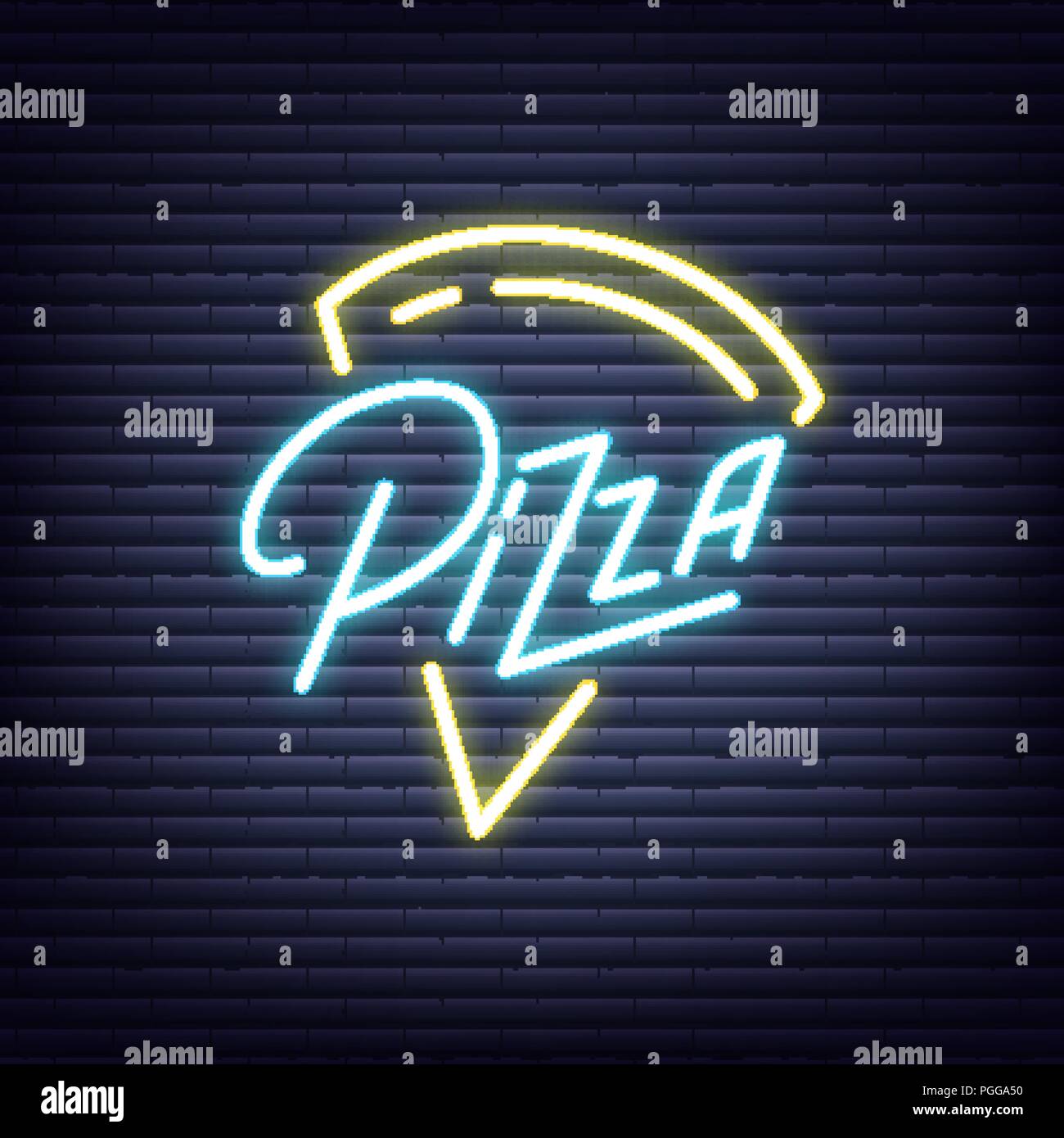 Pizza. Pizza neon sign. Neon glowing signboard banner design Stock ...
