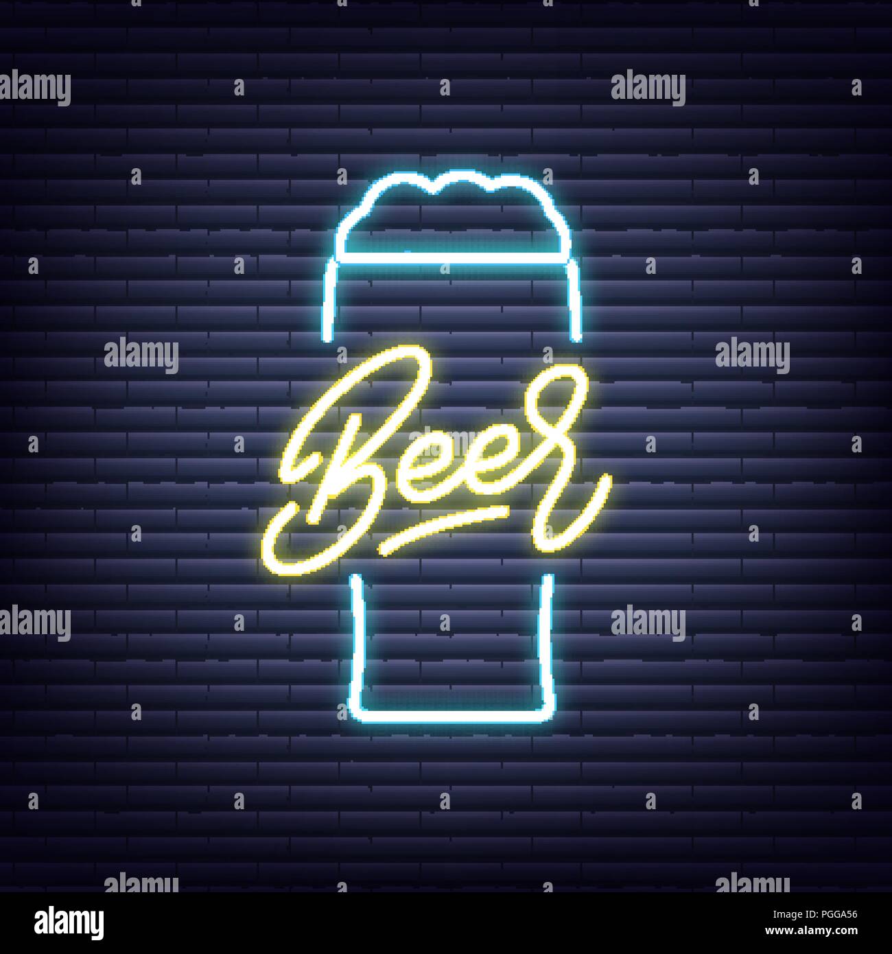 Beer. Beer neon sign. Neon glowing signboard banner design Stock Vector ...