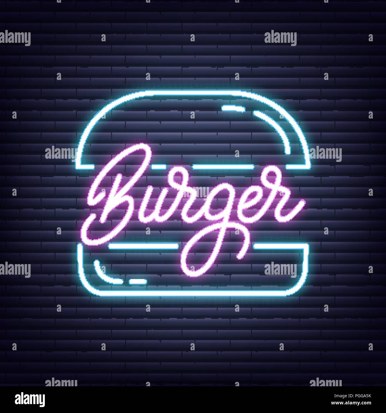 Burger. Burger neon sign. Neon glowing signboard banner design Stock ...