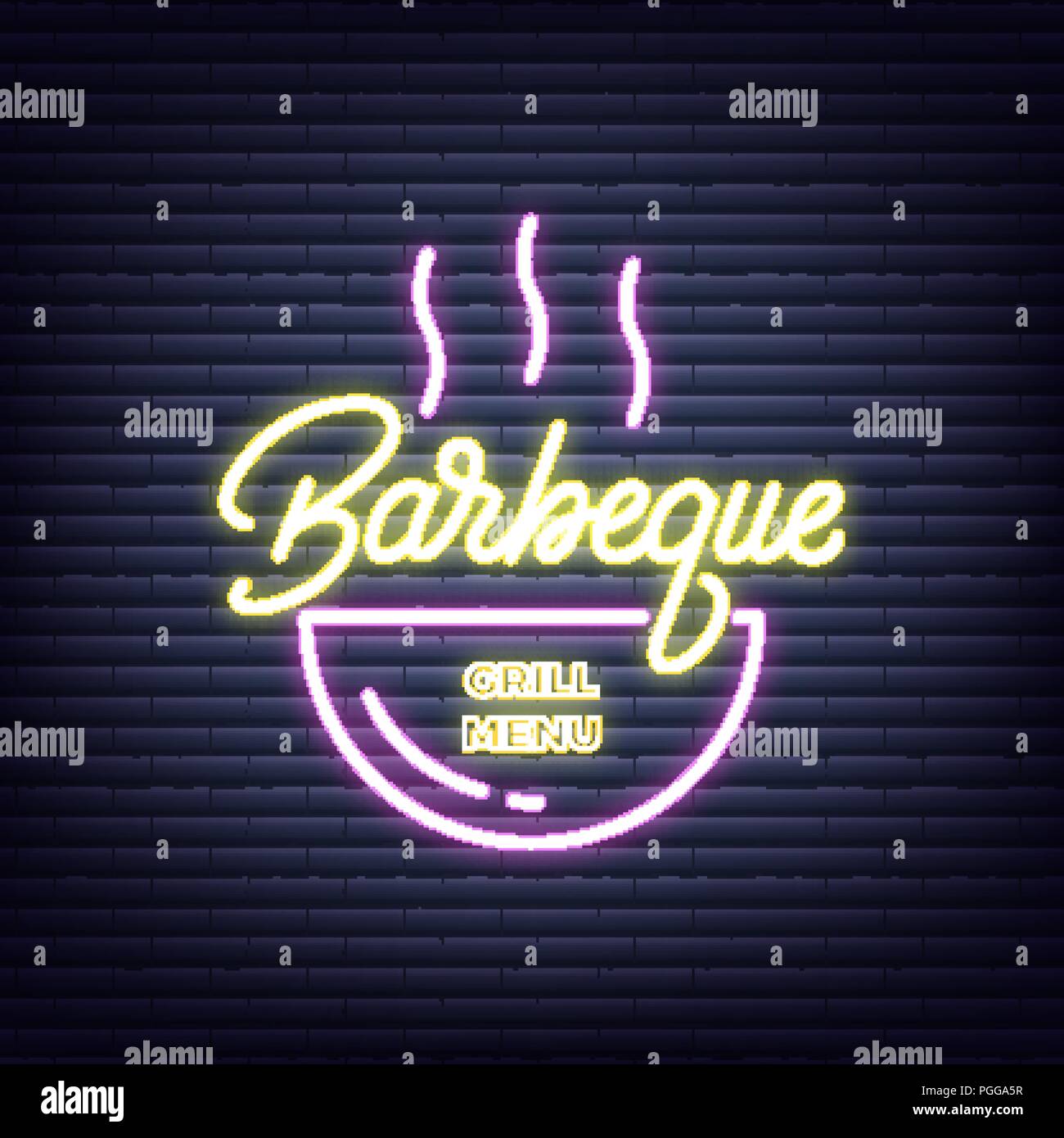 Barbeque. Barbeque neon sign. Neon glowing signboard banner design ...