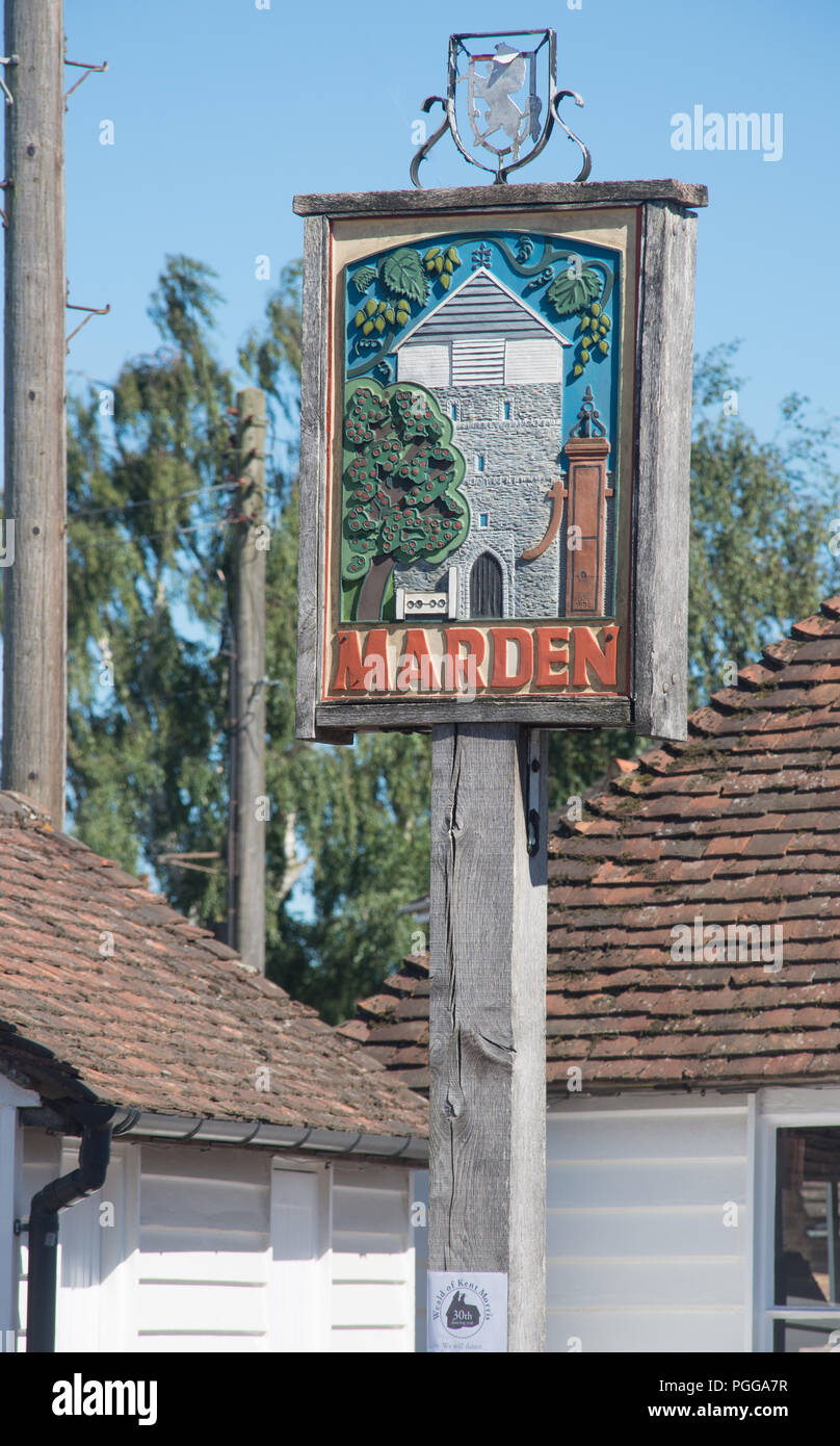 Marden Village Sign Kent Stock Photo - Alamy