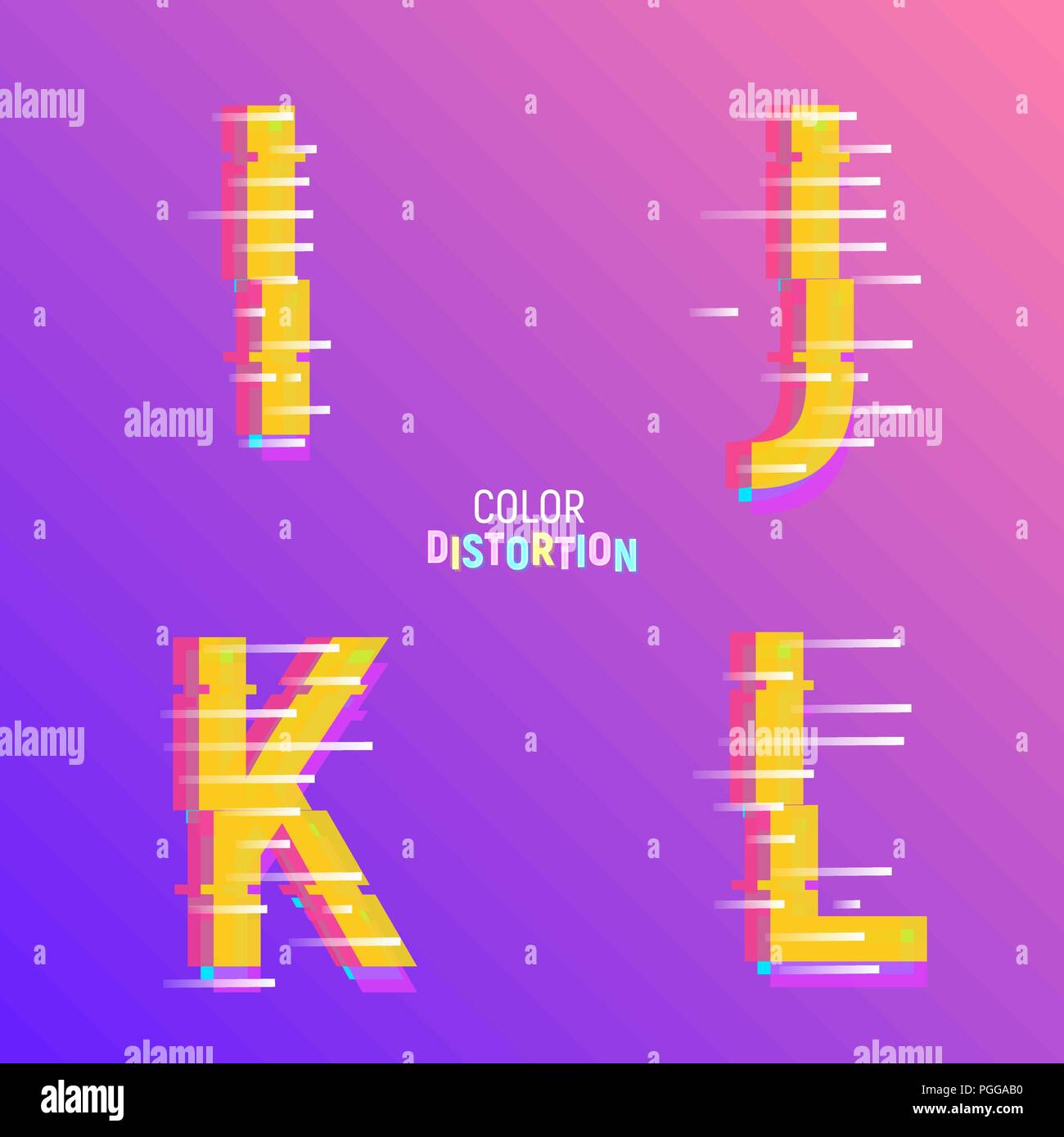 Typeface with glitch effect. Font with chromatic aberartion color ...