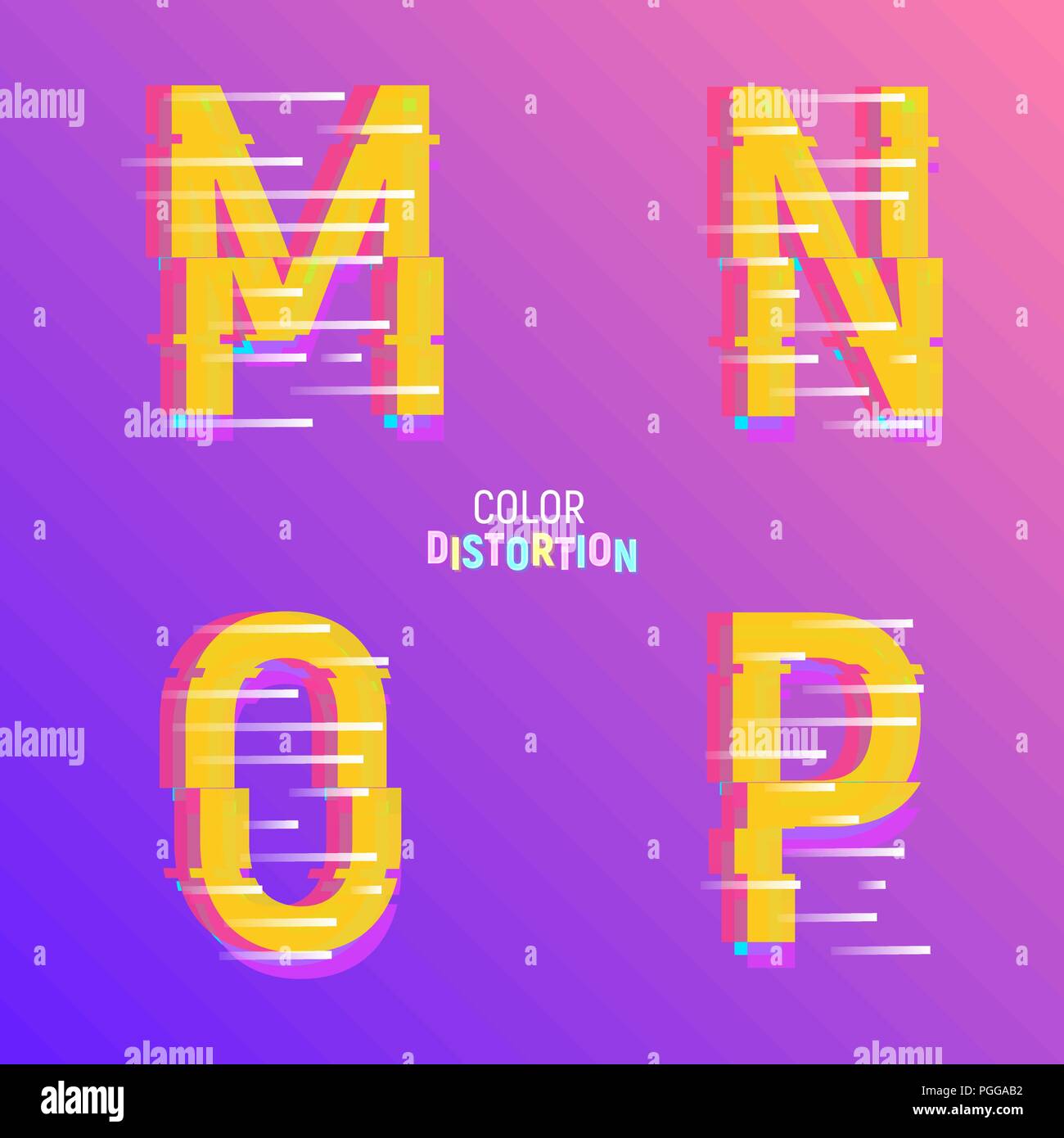 Typeface with glitch effect. Font with chromatic aberartion color ...