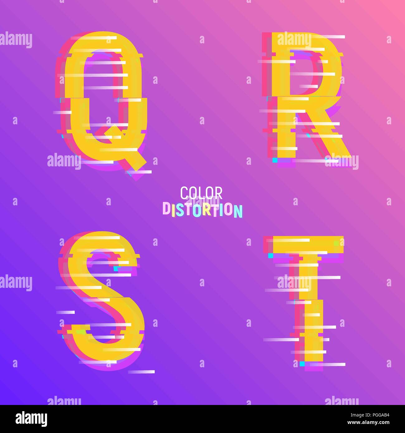 Typeface with glitch effect. Font with chromatic aberartion color ...