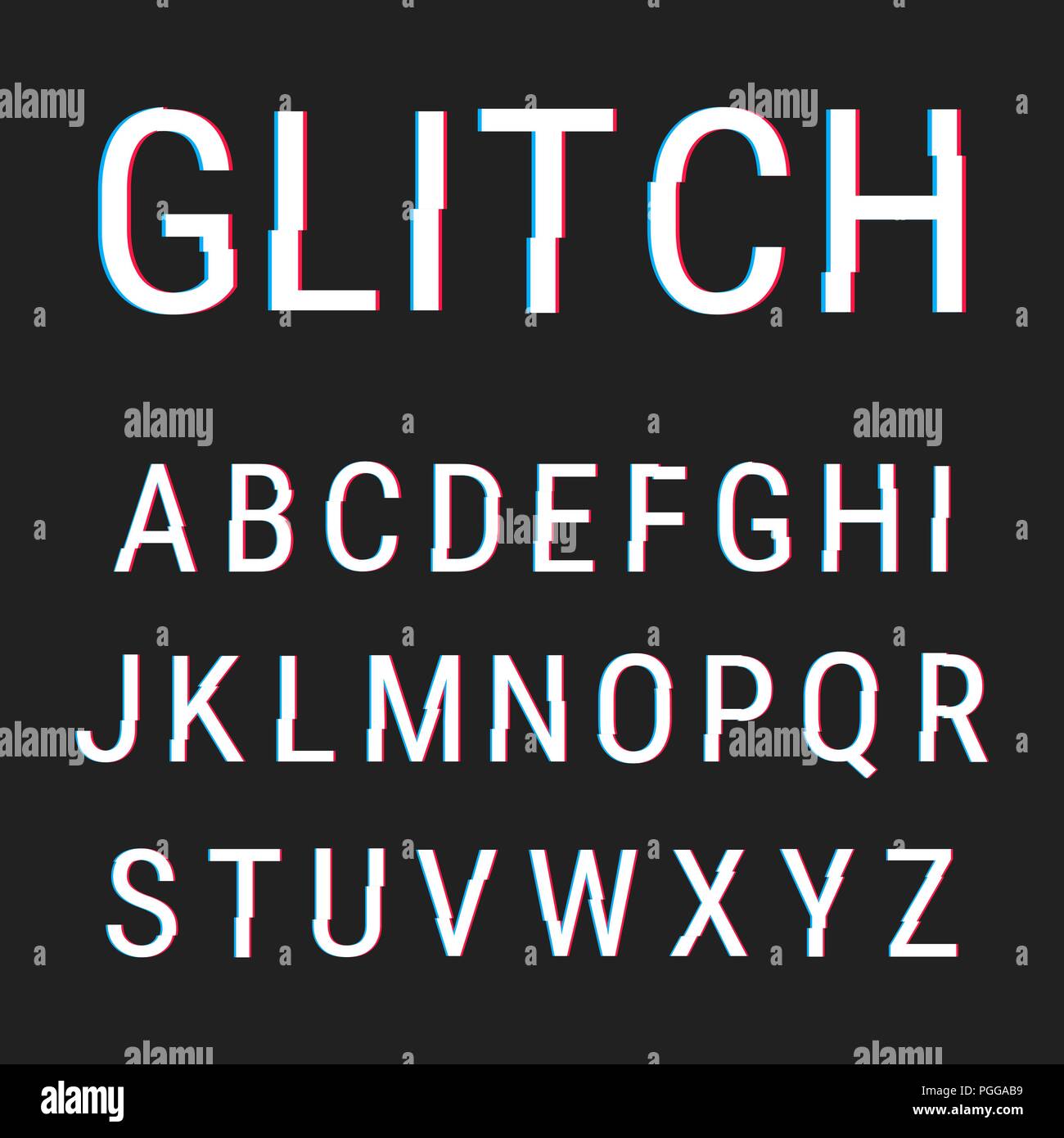 Glitch font distortion 3d Stock Vector Images - Alamy
