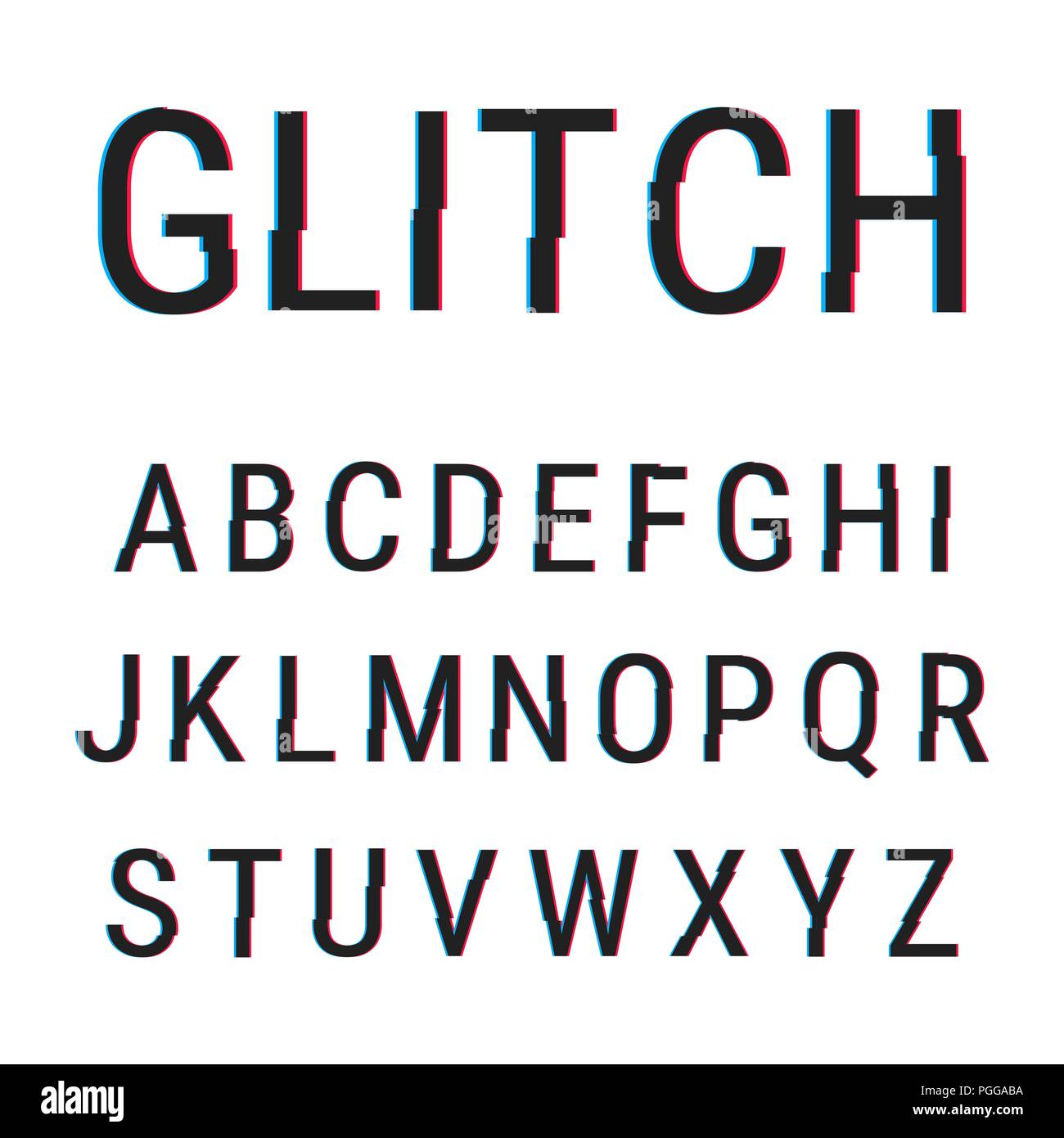 Glitch distortion typeface Stock Vector Image & Art - Alamy