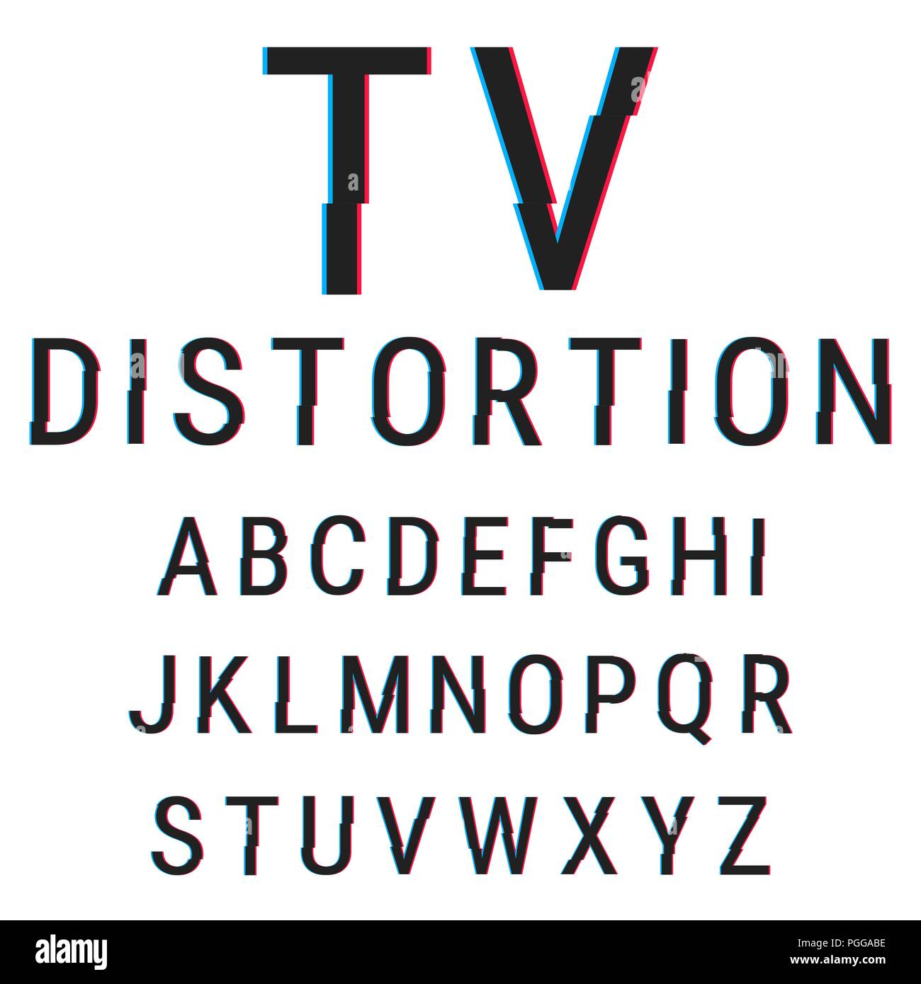 Glitch font distortion 3d Stock Vector Images - Alamy