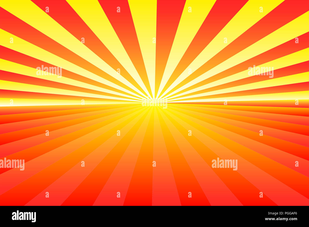 Abstract sunburst pattern, gradient red and yellow ray colors ...