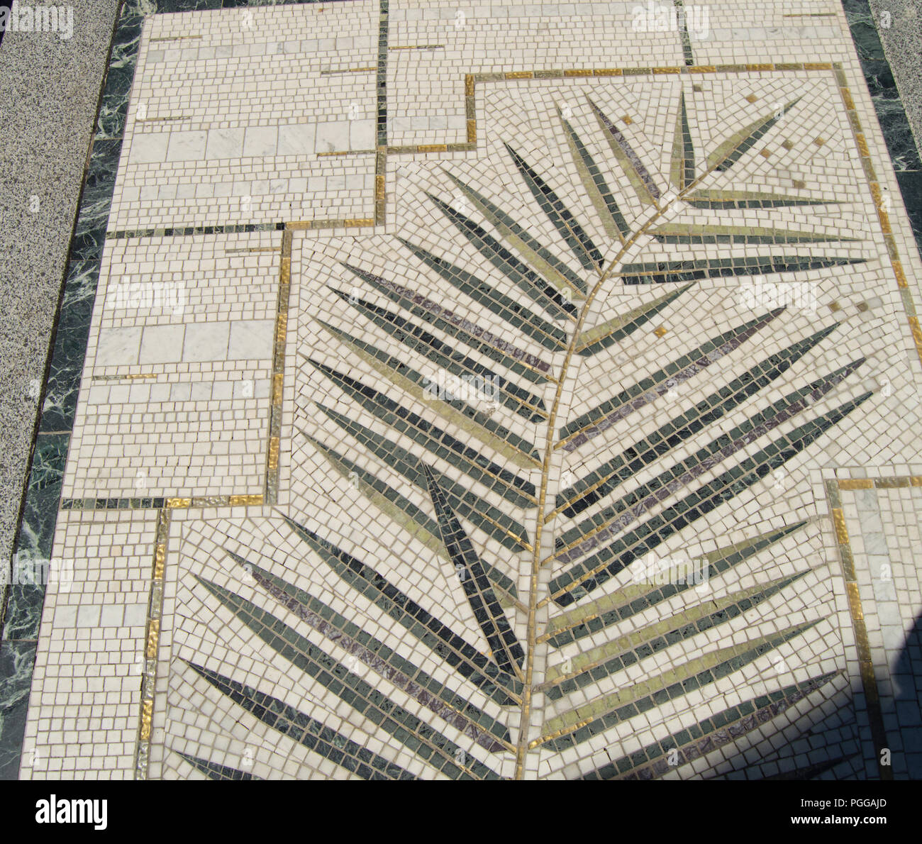 Design of trees, plants and flowers on mosaic ceramic tiles Stock Photo ...