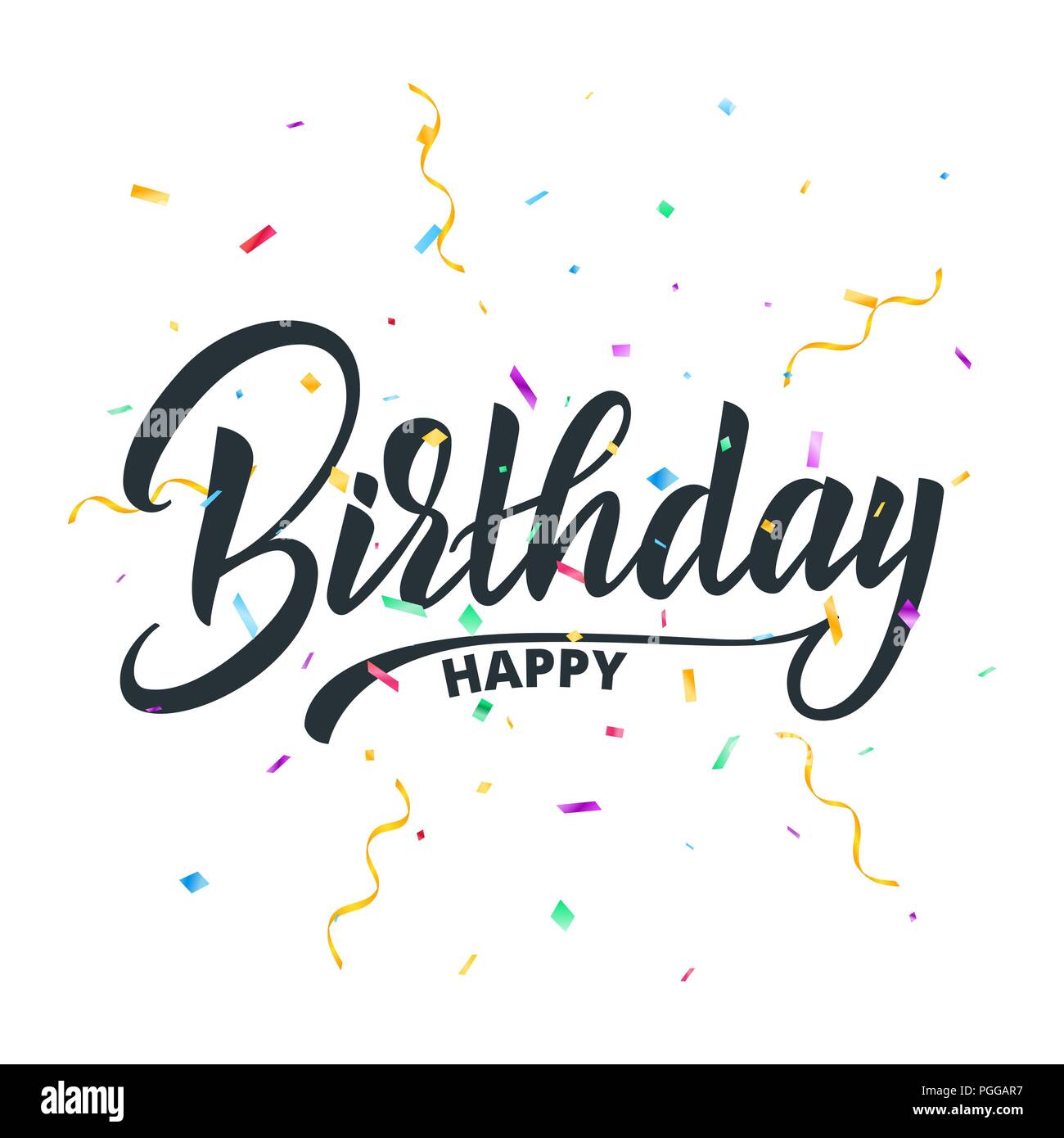 Happy Birthday lettering typography for greeting card. Birthday holiday ...