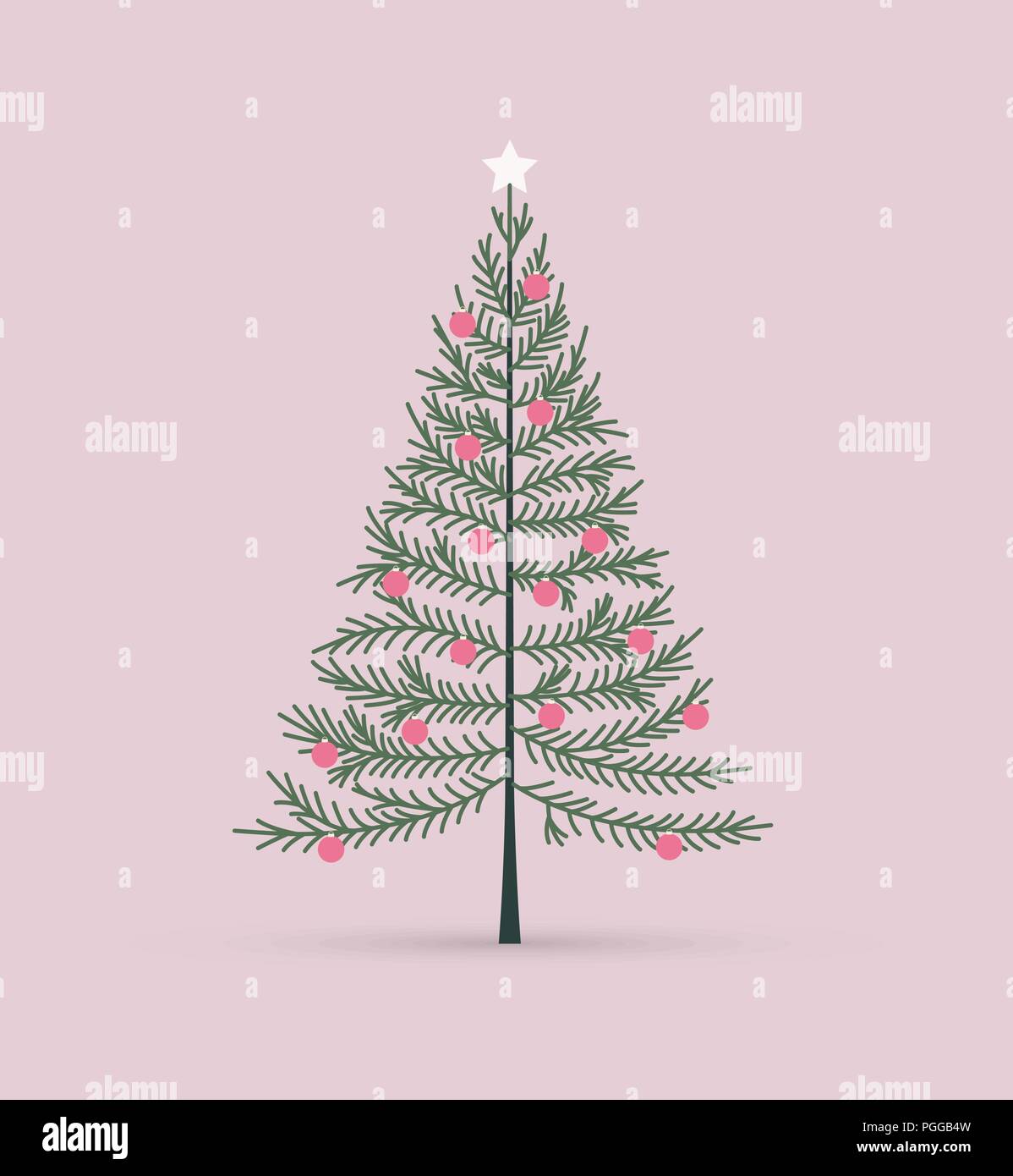 Vector illustration of a Christmas tree. Happy Christmas greeting card ...