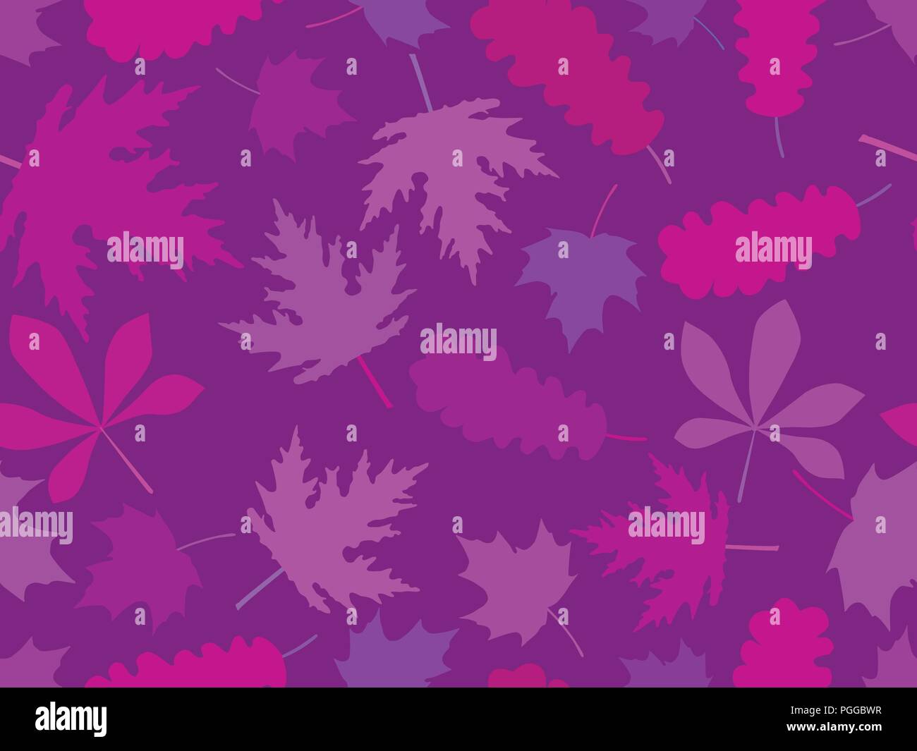 Autumn leaves seamless pattern set. Colorful purple leaves. Vector ...