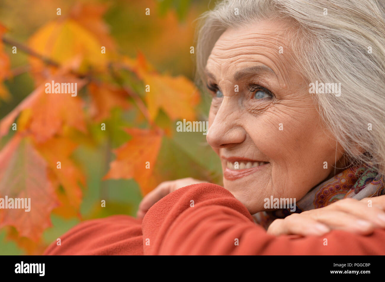 Portrait of a cute beautiful senior woman Stock Photo - Alamy