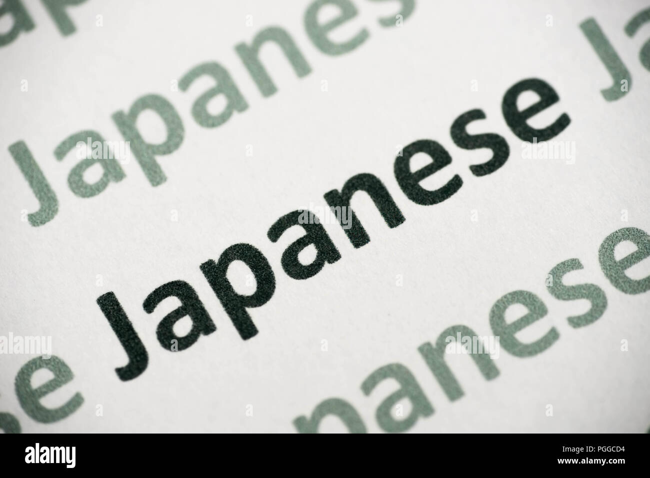 word Japanese language printed on white paper macro Stock Photo - Alamy