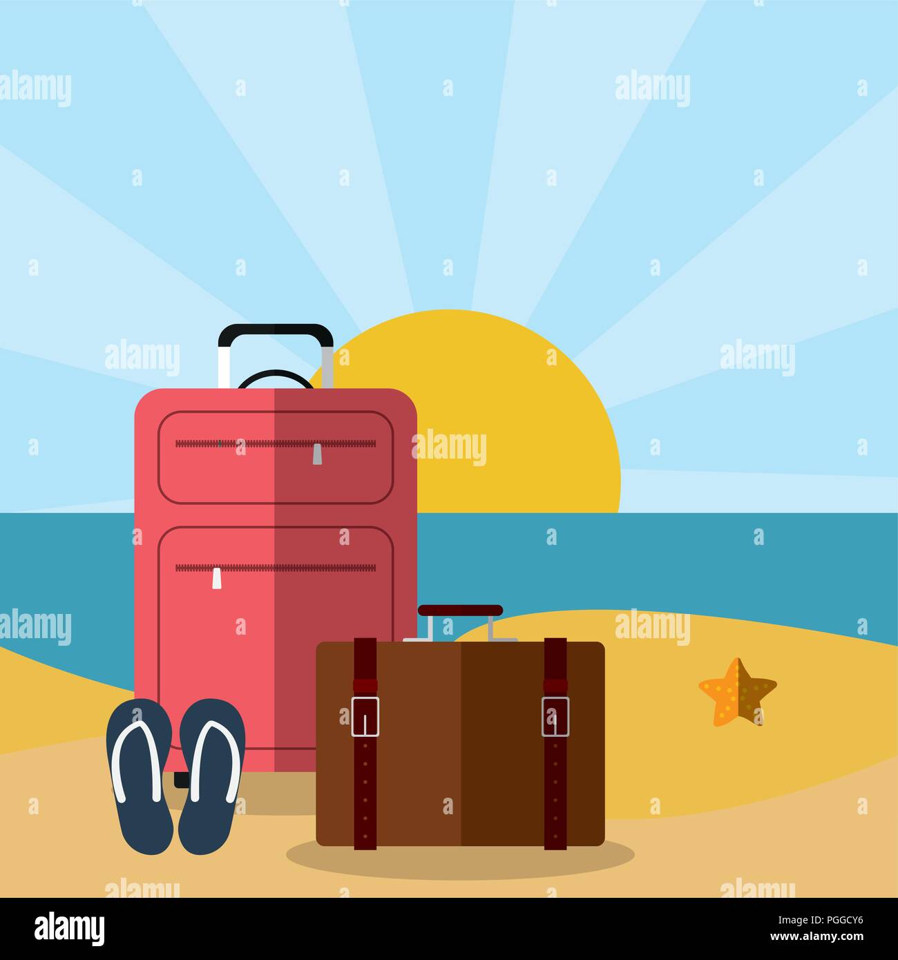 Summer, vacations and travel graphic design with icons, vector ...