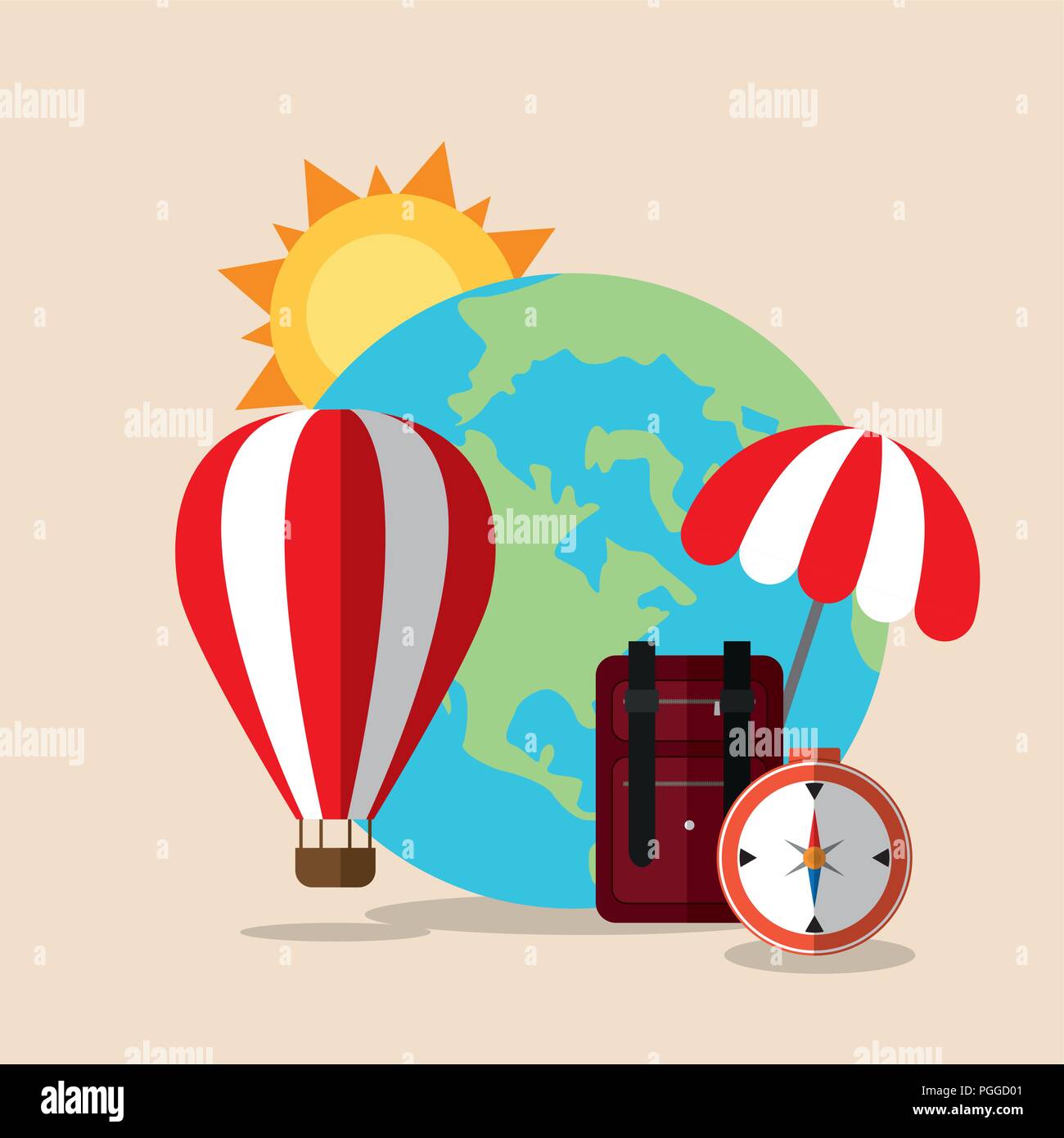 Summer, vacations and travel graphic design with icons, vector ...