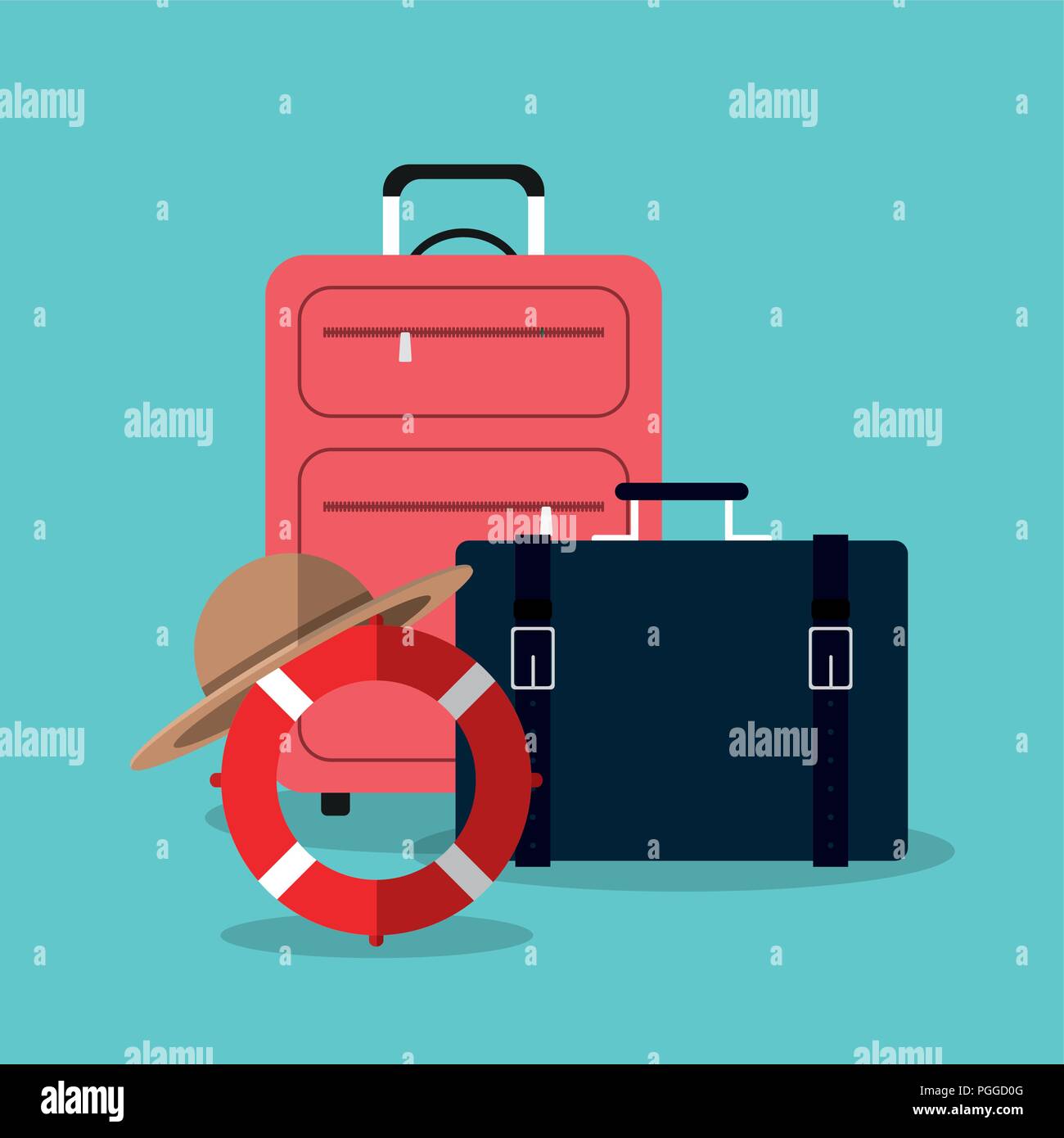 Summer, vacations and travel graphic design with icons, vector ...
