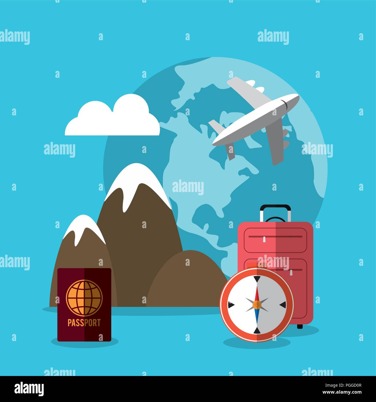 Summer, vacations and travel graphic design with icons, vector ...