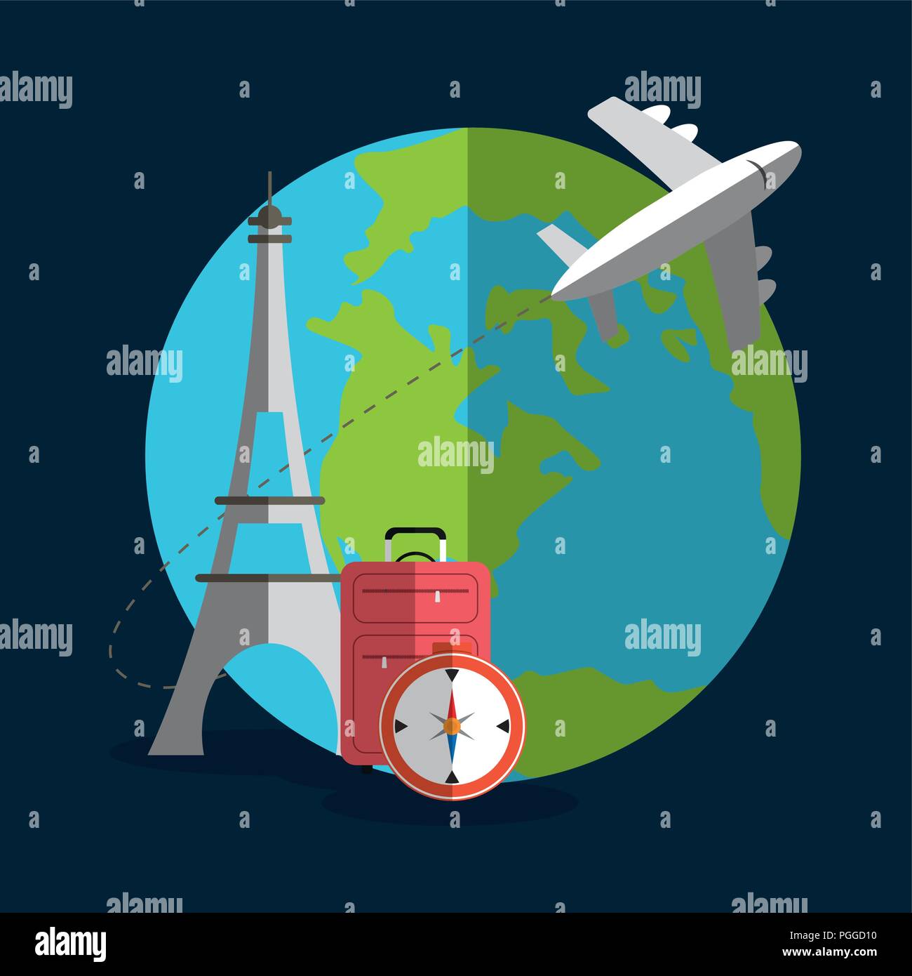 Summer, vacations and travel graphic design with icons, vector ...