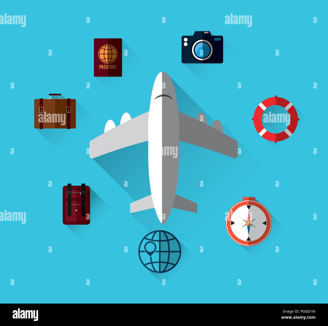 Summer, vacations and travel graphic design with icons, vector ...