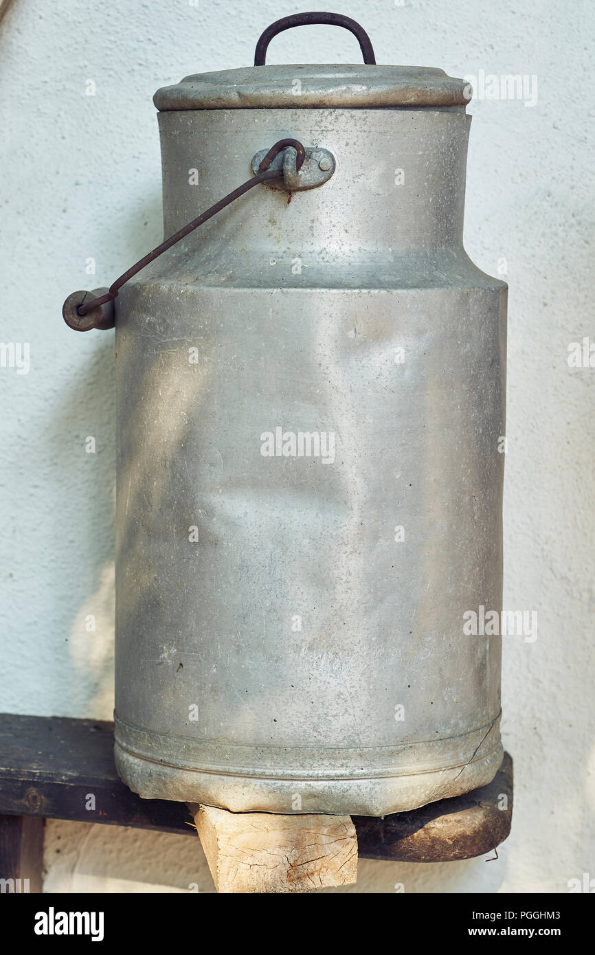 Metal milk bottle Stock Photo - Alamy