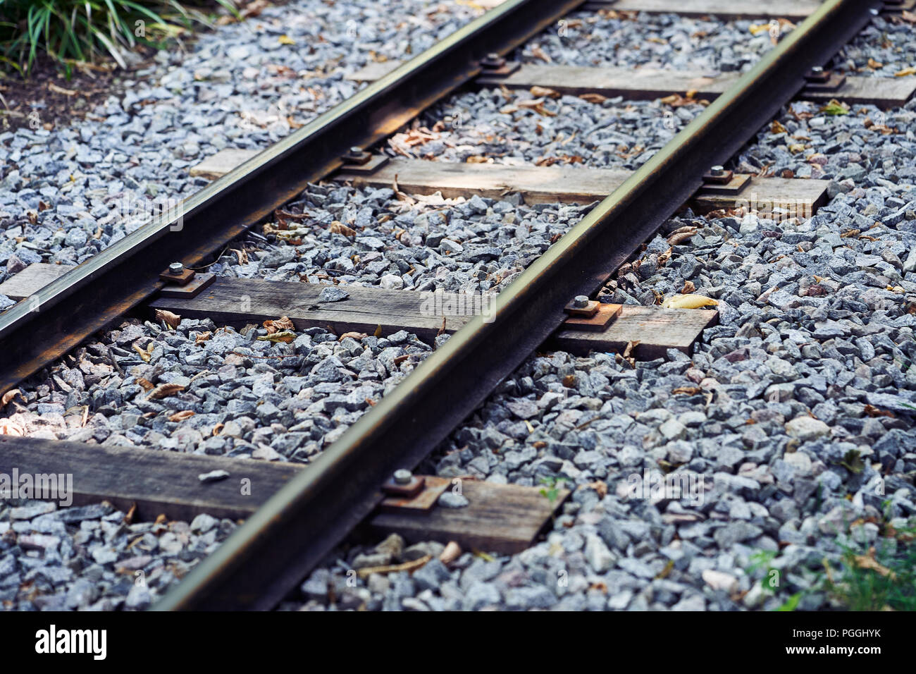 Detail of train tracks Stock Photo - Alamy