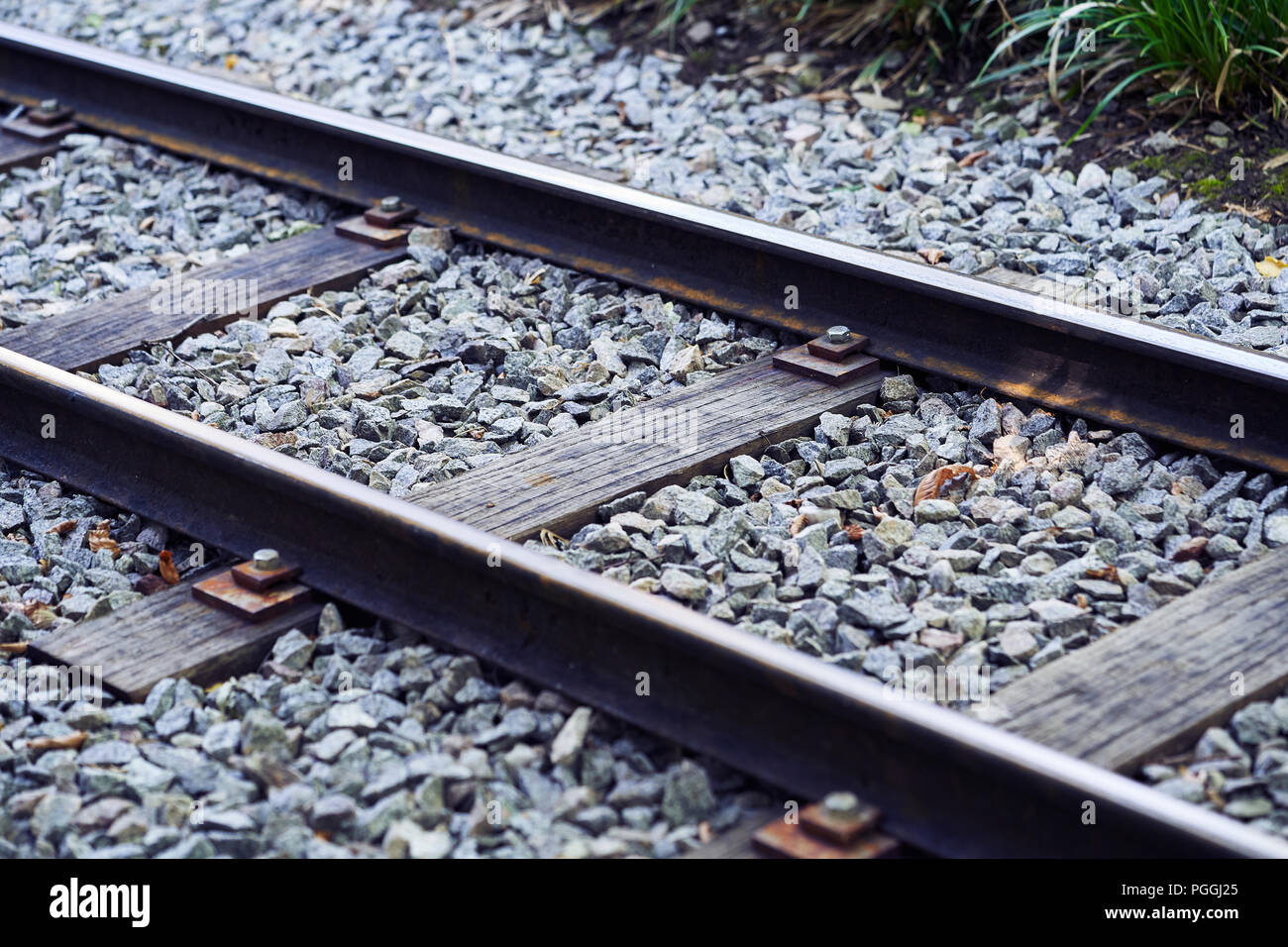 Detail of train tracks Stock Photo - Alamy