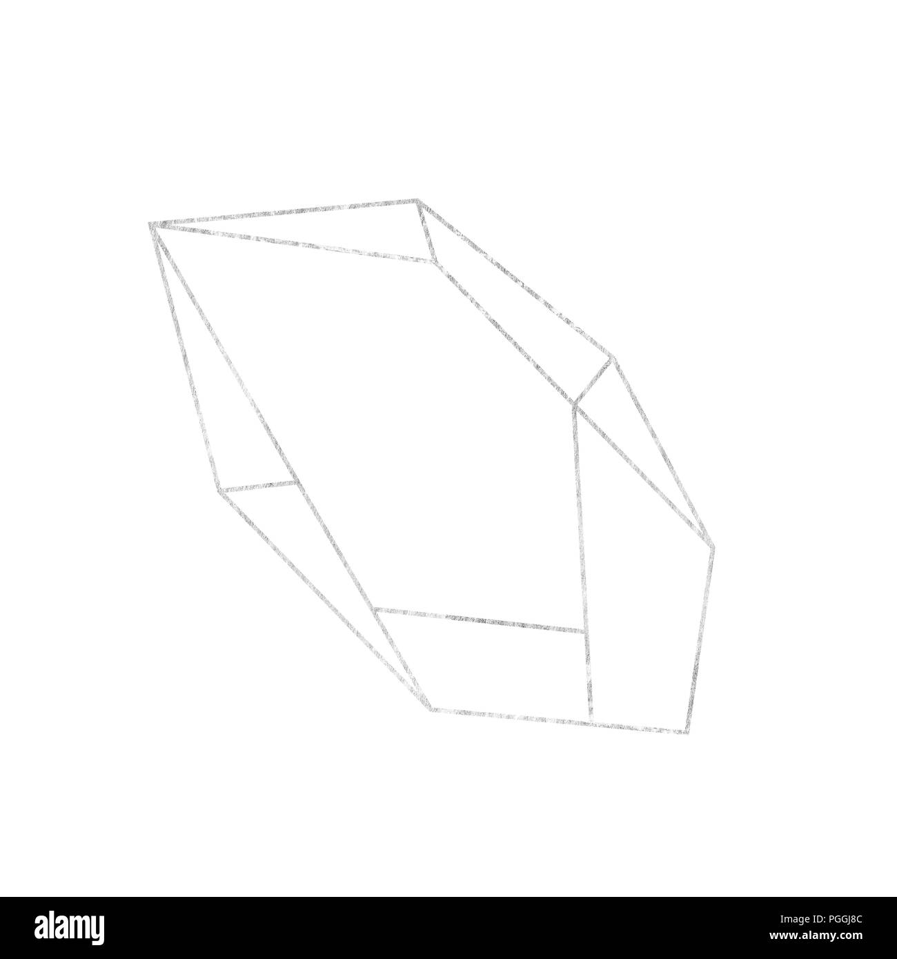 Watercolor polygonal frame. Silver geometric shapes. Perfect for ...