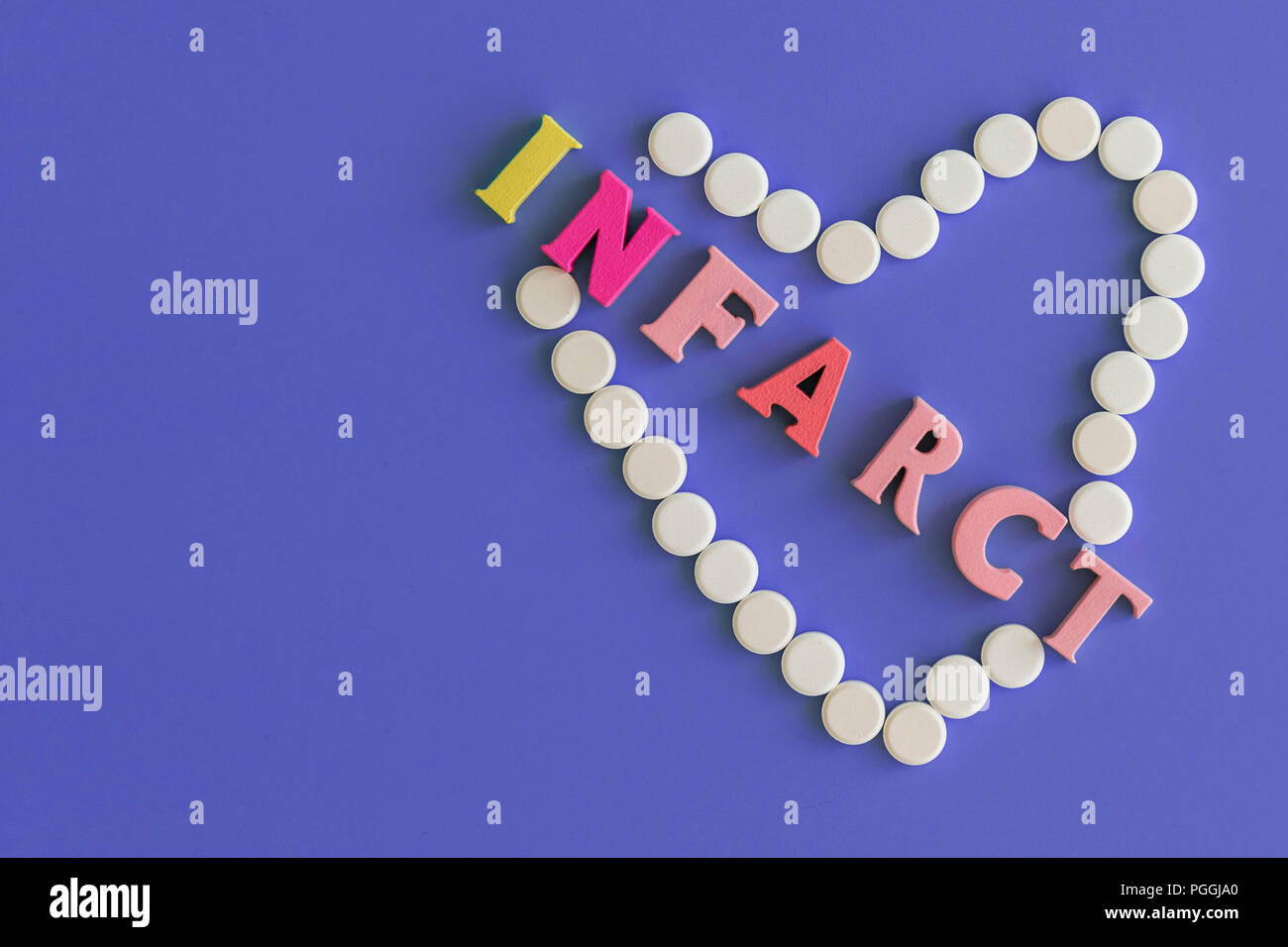 Concept infarction. Infarction that destroys the heart on a violet ...