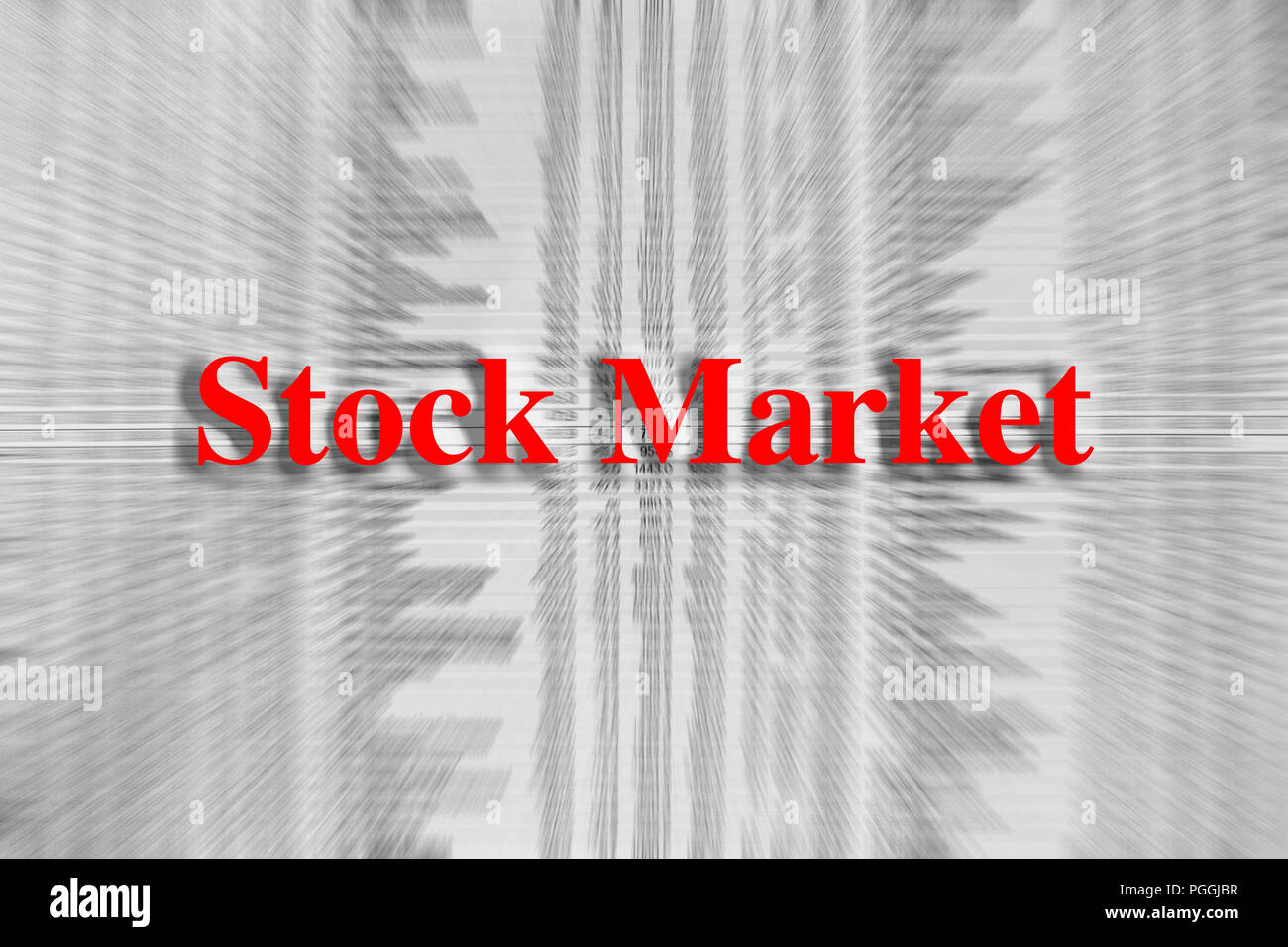 Stock market written in red with a newspaper article blurred in the ...