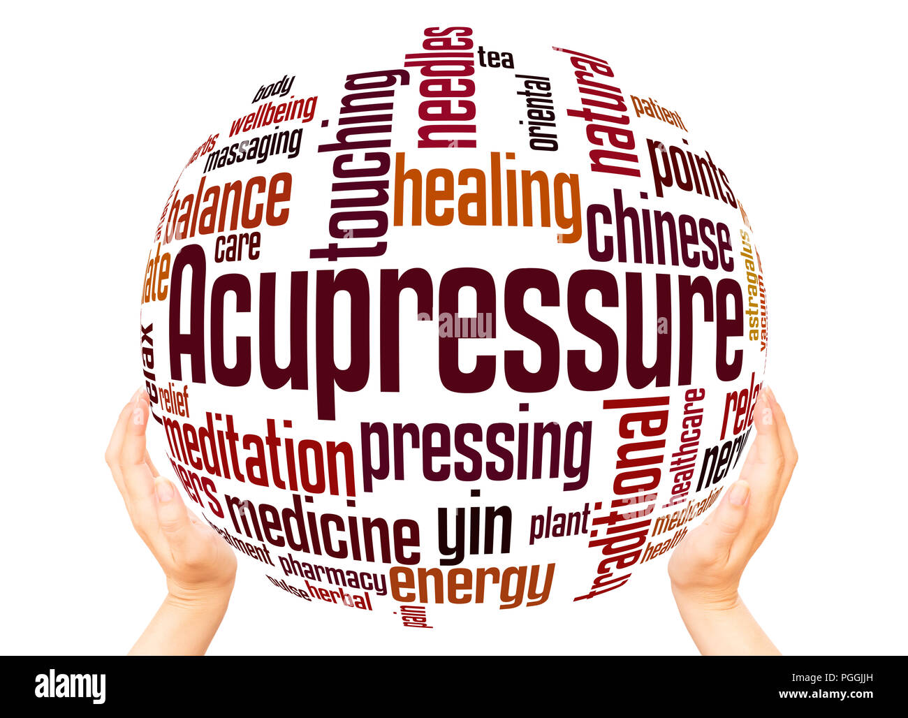 Acupressure word cloud sphere concept on white background Stock Photo ...